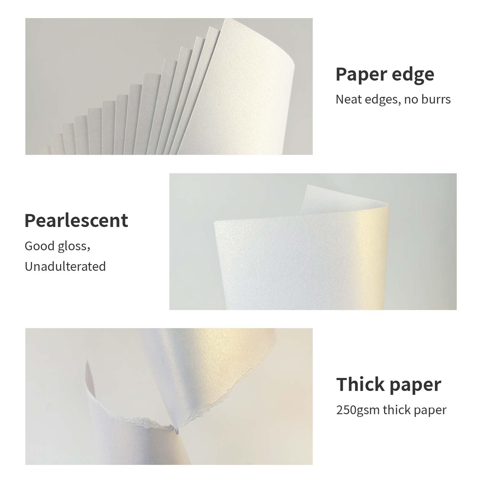 50 Sheets White Shimmer Cardstock 8.5" x 11"Glossy Cardstock，250Gsm/92 lb Shiny White Paper,White Metallic Cardstock,Card Stock Printer Paper for Invitations,Card Making,DIY Craft