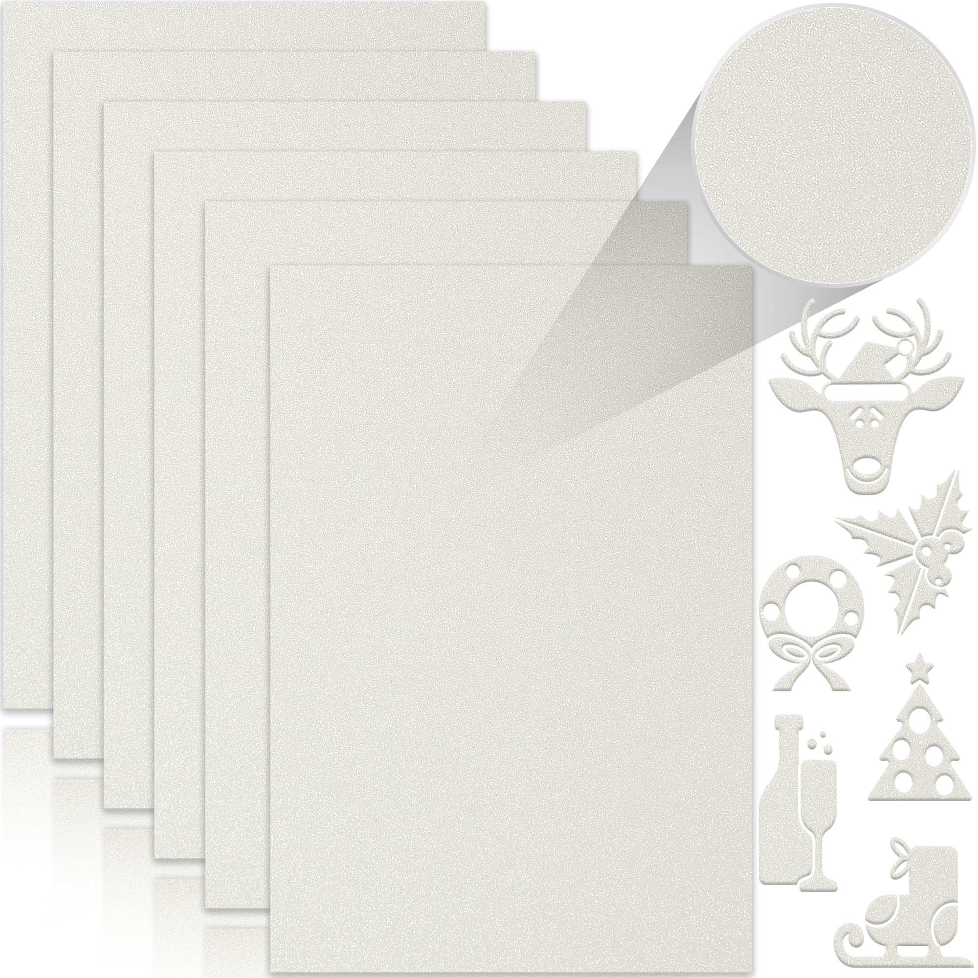 Twavang 24 Sheets White Glitter Cardstock Paper, A4 Premium Sparkly Paper for Scrapbook, DIY Projects, Party Decoration, Gift Box Wrapping 250GSM/92lb