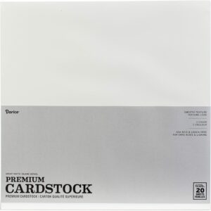 darice gx-2200-18 20-piece card stock paper, 12 by 12-inch, white