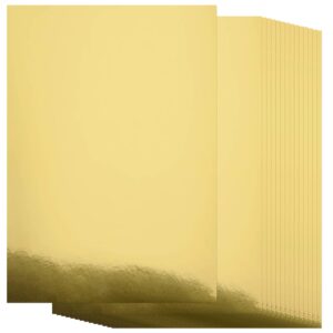 metallic gold cardstock paper, 60pcs of 8.5”x11” (250 gsm) - gold paper foil board, mirror finish surface – die cut and plotter compatible - perfect for crafting, invitations & decorations