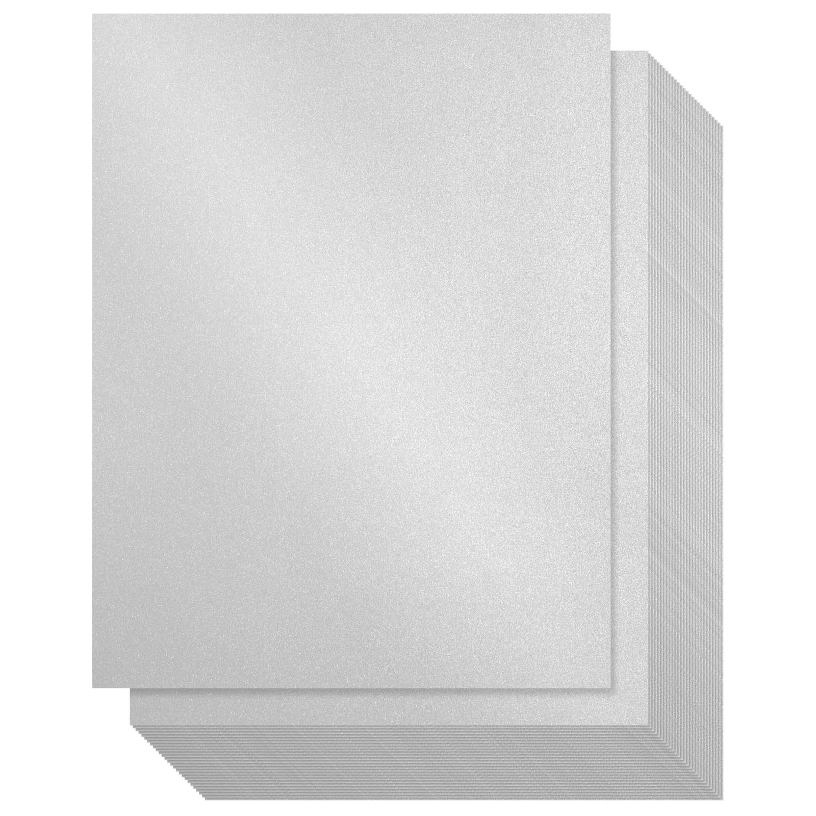 Best Paper Greetings 96 Sheet Silver Shimmer Metallic Cardstock, Double-Sided Paper for Scrapbooking, DIY Projects (8.5x11 In, 250 gsm)