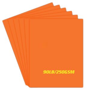 50sheets orange cardstock paper, 8.5 x 11 card stock for cricut, thick construction paper for card making, scrapbooking, craft 90 lb / 250 gsm (orange/not yellow)