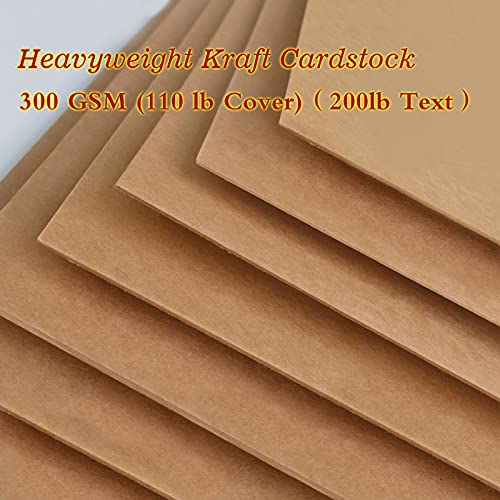 COLOURFUL US Heavyweight Brown Kraft Cardstock, 100 Sheets 300 GSM (110 lb. Cover) 8.5 x 11 inches for Arts and Craft, Drawing, DIY Projects