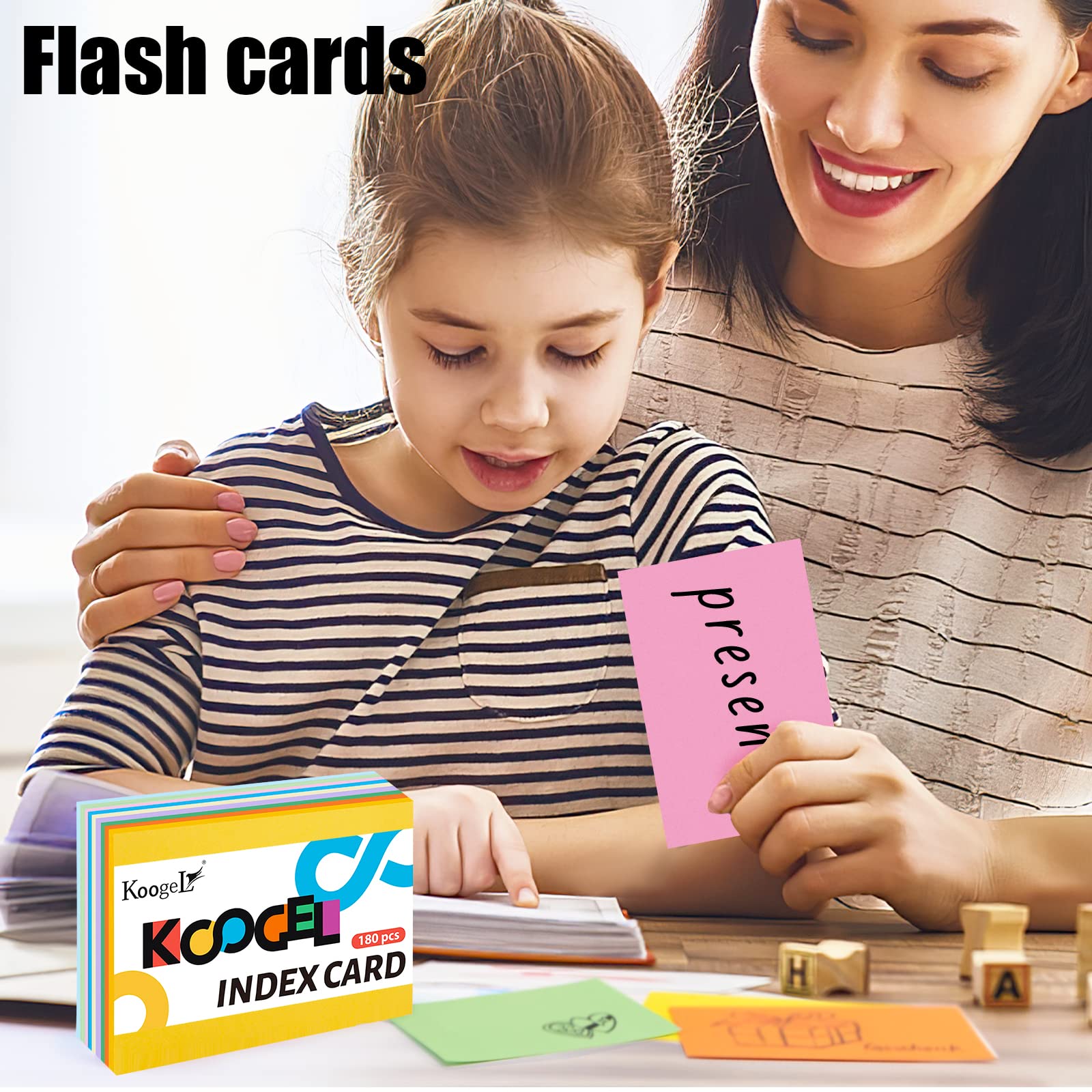 Koogel Blank Index Cards, 180PCS Flash Cards Unruled 4 x 6 Inch Note Cards Study Cards 9 Neon Colors for School Learning Office Memo