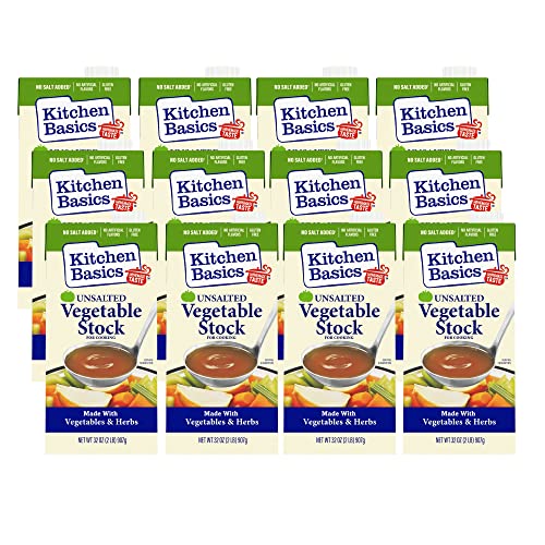 Kitchen Basics Unsalted Vegetable Stock, 32 Ounce (Pack of 12) - Packaging May Vary