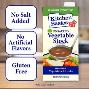 Kitchen Basics Unsalted Vegetable Stock, 32 Ounce (Pack of 12) - Packaging May Vary