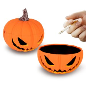 yusud ashtray with lip for outside patio, ash tray set for weed, cool ashtrays for outdoor indoor home office, cute pumpkin ash holder, unique decor gift