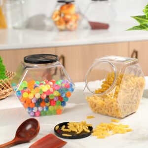 Norme 4 Pcs 129 oz Plastic Candy Jars with Lids Hexagon Cookie Jars for Kitchen Counter Candy Bar Containers Acrylic Clear Jars for Candy Buffet Storage Display Dog Treat Laundry Pod Buffet Craft