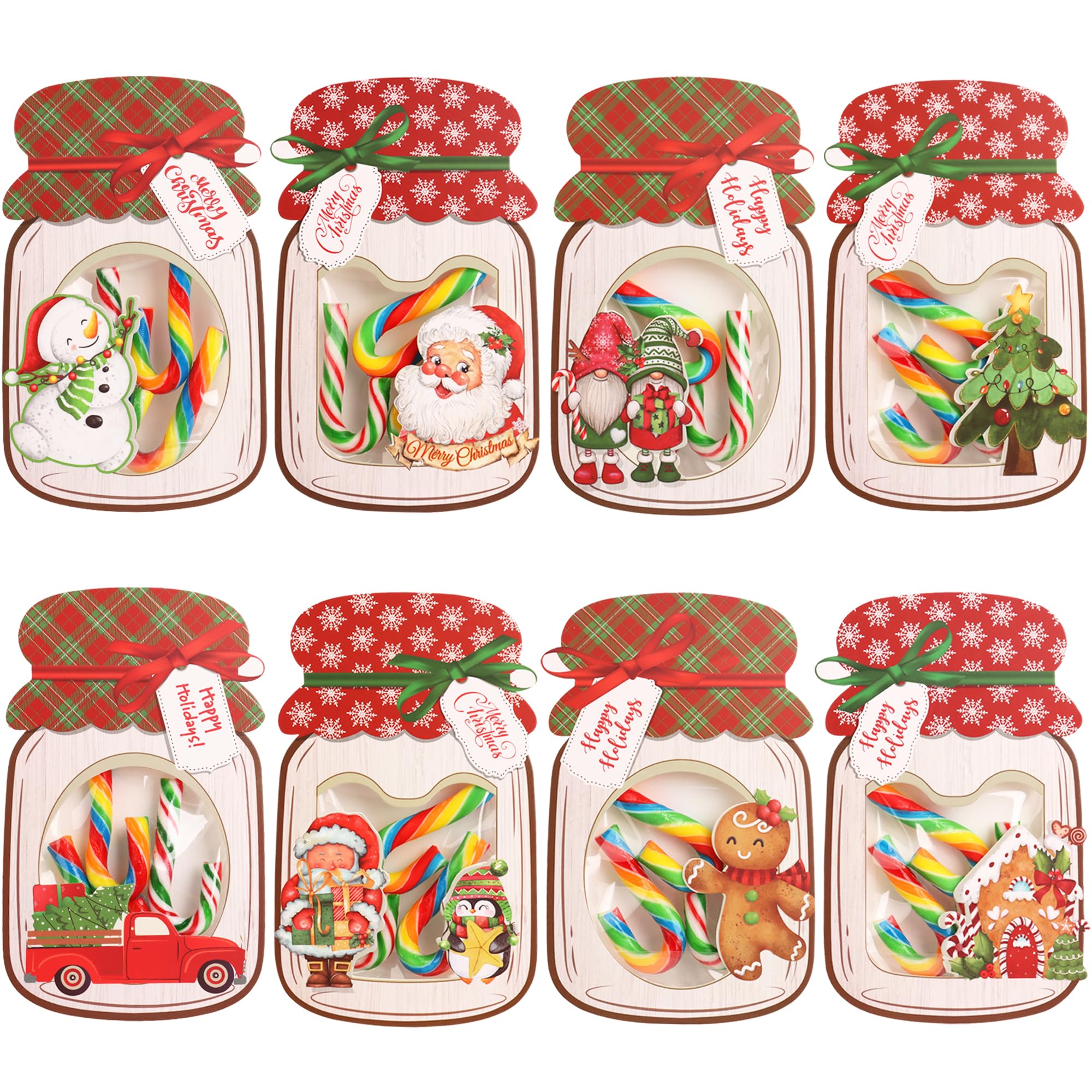 Giiffu 48 Pack Christmas Cards for Kids, Mason Jar Merry Christmas Greeting Cards, DIY Funny Christmas Gifts for School Classroom Exchange Xmas Party Favors(Candy Not Included)