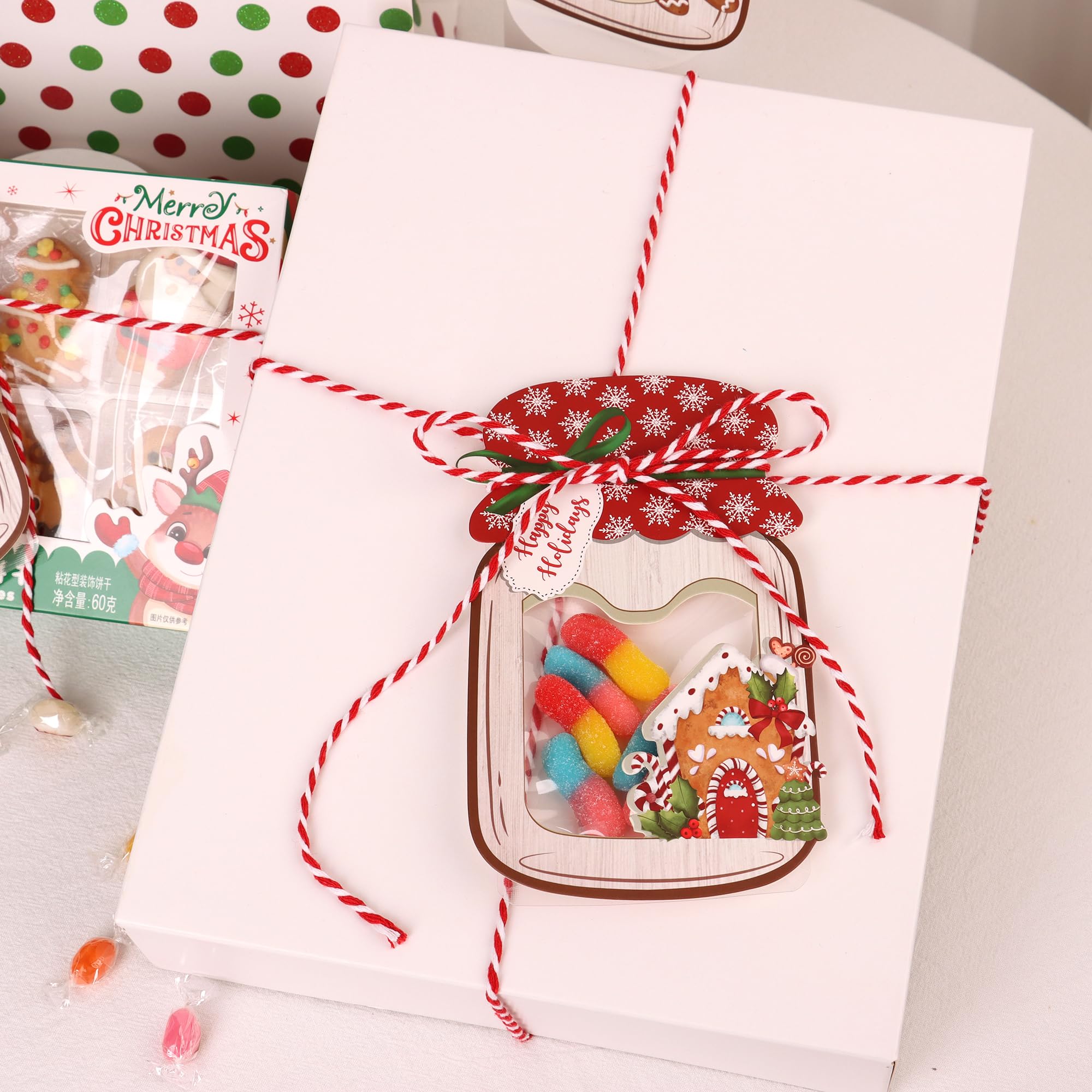 Giiffu 48 Pack Christmas Cards for Kids, Mason Jar Merry Christmas Greeting Cards, DIY Funny Christmas Gifts for School Classroom Exchange Xmas Party Favors(Candy Not Included)