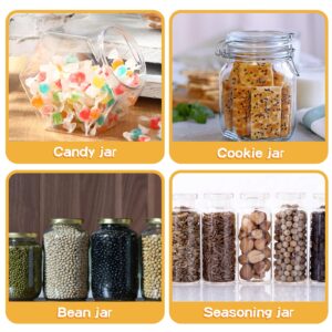 Dandat 18 Pcs Plastic Candy Jar Hexagon Shaped Plastic Cookie Container with Lid 28 oz Clear Wide Mouth Storage Display Jar for Cookies Candy Snacks Paper Stars Laundry Dog Treats Gifts Storage