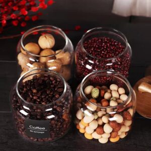 SAIOOL Glass Jars with Airtight Lid [Set of 4],Kitchen Canisters, Borosilicate Glass Storage Containers,Retro Design, Glass jars for Candy,Cookie,Rice,Sugar,Flour, Flour,Pasta,Nuts and Spice Jars