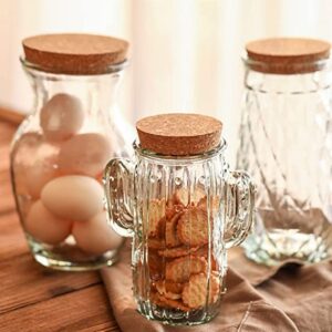 123Arts Glass Relief Cactus Candy Jar Candy Dish Container Snack Jar Food Storage Jar with Lid