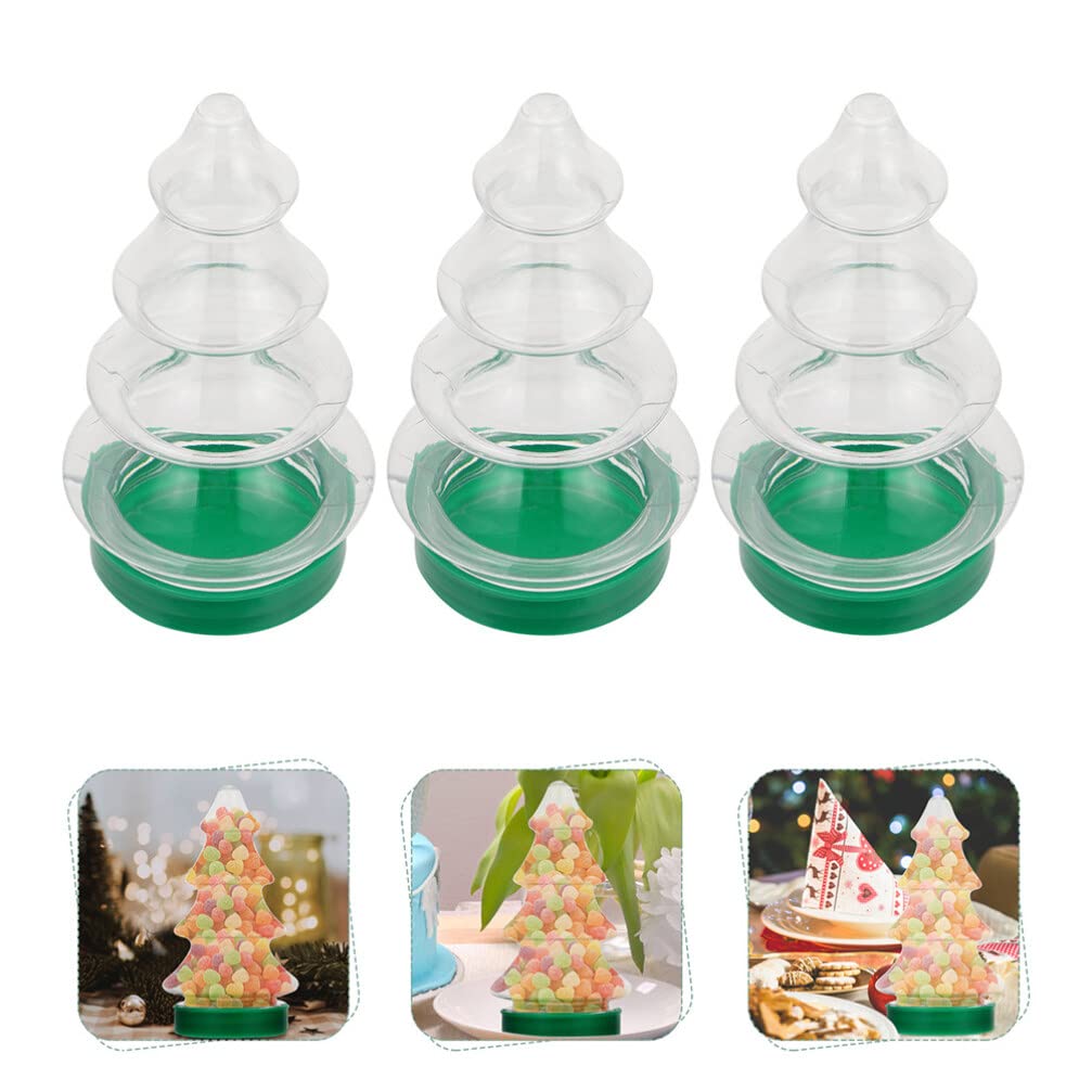 Abaodam 6pcs Fillable Christmas Tree Shape Clear Plastic Christmas Ornaments Candy Containers Candy Jars for DIY Crafts Party Favors