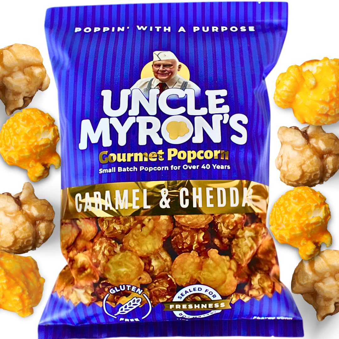 Uncle Myron's Popcorn Mix, 11.0oz, Cheese and Caramel Gourmet Popcorn, Gluten Free, Sweet and Salty Snack, Cheese and Caramel Popcorn Mix, Popcorn Mix