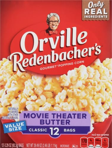 Orville Redenbacher's Movie Theater Butter Microwave Popcorn, 3.29 Ounce Classic Bag, 12-Count