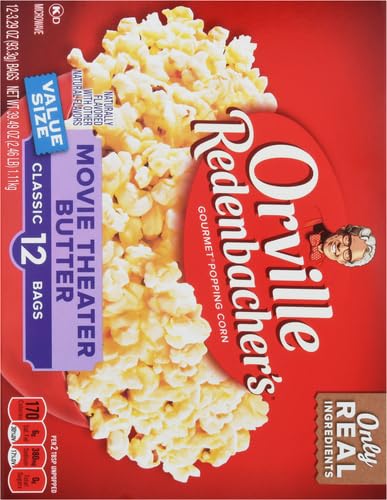 Orville Redenbacher's Movie Theater Butter Microwave Popcorn, 3.29 Ounce Classic Bag, 12-Count