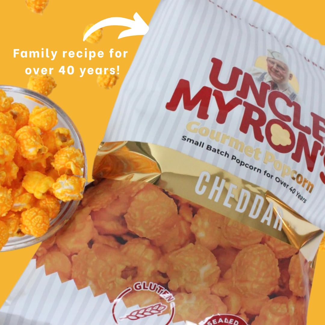 Uncle Myron's Cheddar Cheese Popcorn, Cheese Popcorn, 9 oz. Bag, Gluten Free, Gourmet Popcorn, Cheesey Popcorn, Cheesy Popcorn, Cheese Corn