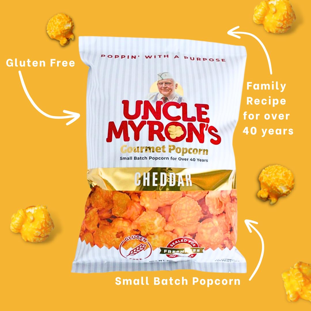 Uncle Myron's Cheddar Cheese Popcorn, Cheese Popcorn, 9 oz. Bag, Gluten Free, Gourmet Popcorn, Cheesey Popcorn, Cheesy Popcorn, Cheese Corn