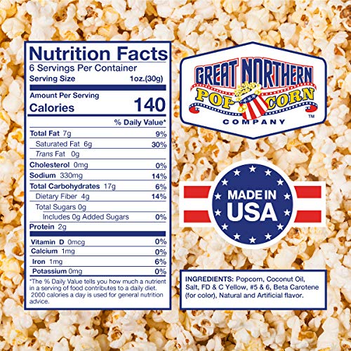 Case of 12 Popcorn Packs - All-In-One Kit with 6-Ounces of Pre-Measured Kernels, Salt, and Oil Packets for Popcorn Machines by Great Northern Popcorn