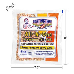 Case of 12 Popcorn Packs - All-In-One Kit with 6-Ounces of Pre-Measured Kernels, Salt, and Oil Packets for Popcorn Machines by Great Northern Popcorn