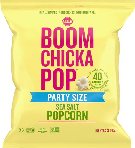 Angie's BOOMCHICKAPOP Sea Salt Popcorn, Gluten Free, Party Size, 6.7 oz.