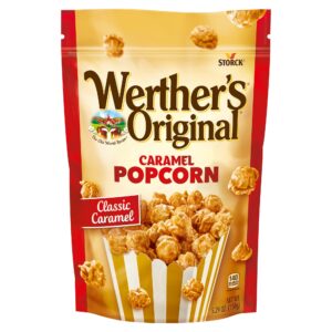 werther's original caramel popcorn 5.29 oz bag (pack of 2) - made with fresh popcorn, real butter, and fresh cream - original flavor