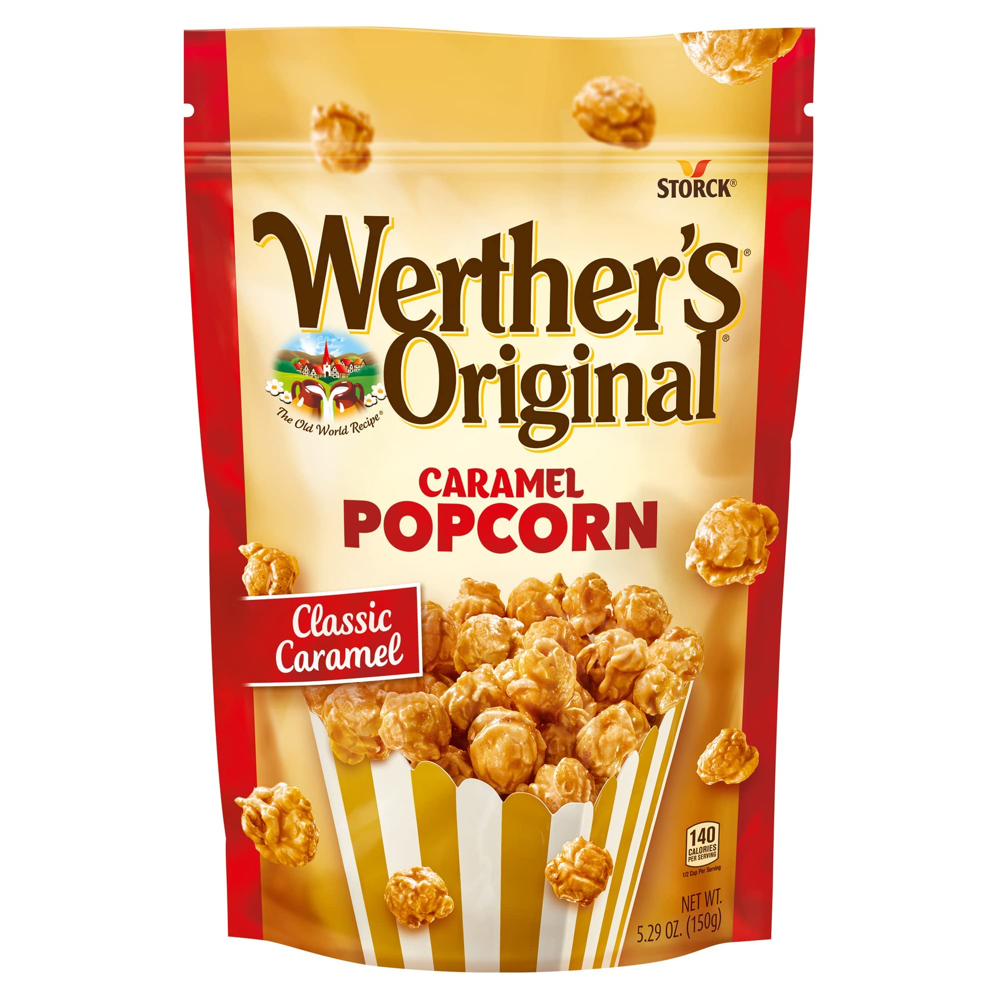 Werther's Original Caramel Popcorn 5.29 oz Bag (Pack of 2) - Made With Fresh Popcorn, Real Butter, and Fresh Cream - Original Flavor