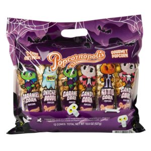 popcornopolis halloween gournet popcorn bag (12 cones 20 oz.)