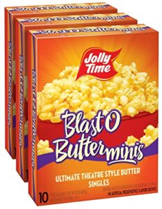 jolly time blast o butter, ultimate movie theater butter microwave popcorn (blast o butter minis, 1.5 ounce (pack of 30))