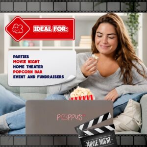 Poppy's Paper Popcorn Bags – 25 2 oz Concession-Grade Bags, Popcorn Machine Accessories for Popcorn Bars, Movie Nights, Concessions