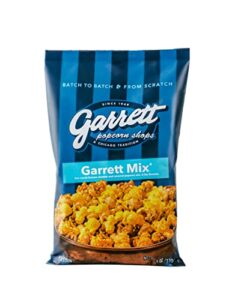 garrett popcorn garrett mix, 6.0oz, 1 bag,​ cheese and caramel gourmet popcorn, gluten free, sweet and salty snack, popped popcorn bags