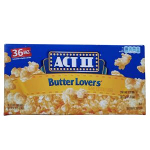 ACT 2 Butter Lovers Microwave Popcorn 5.15LB 100% Whole Grain 36 Bags