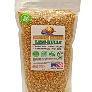 1.9 LB White Virtually Hulless (Less Hulls) Popcorn Kernels • Resealable Bag • USA Grown • NON-GMO, Vegan, KOSHER • Great for Movie Night • INTL POP