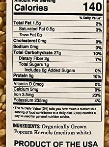 1.9 LB White Virtually Hulless (Less Hulls) Popcorn Kernels • Resealable Bag • USA Grown • NON-GMO, Vegan, KOSHER • Great for Movie Night • INTL POP