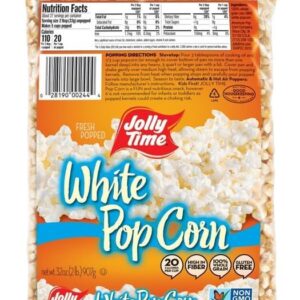 Jolly Time Unpopped Popcorn Kernels, Gourmet Popping Corn for Air Popper Machine or Stovetop, Non-GMO (White Pop Corn, 2 Pound (Pack of 4))