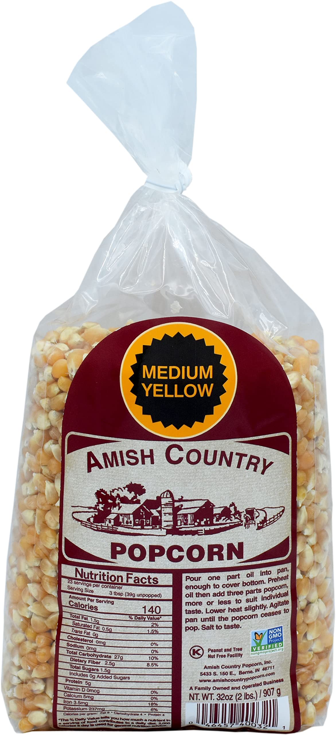 Amish Country Popcorn | 2 lb Bag | Medium Yellow Popcorn Kernels | Old Fashioned, Non-GMO and Gluten Free (Medium Yellow - 2 lb Bag)