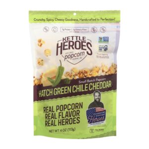 kettle heroes hatch green chile cheddar popcorn, 4 oz