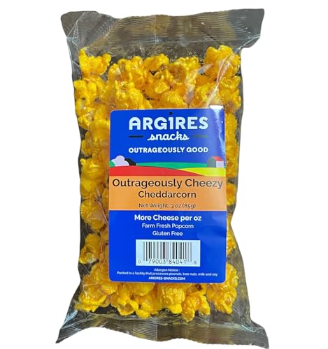 Argires Chicago 3 pack Gourmet Cheddar Cheese Popcorn 3 oz Bags - Chicago Snack House