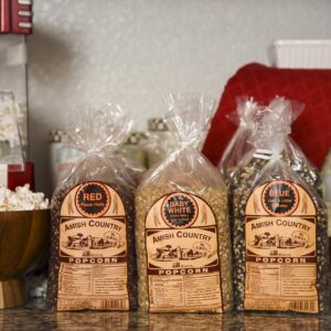 Amish Country Popcorn | 2 LB of Red, 2 LB of Medium White, & 2 LB of Blue Kernels | Old Fashioned, Non-GMO and Gluten Free