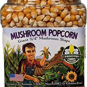 Mushroom Popcorn Kernels by Princeton Popcorn - Farmer Direct, Non-GMO, Gluten Free, UnPopped, Ball Shaped, Old Fashion Popcorn Pops Extra Large popcorn kernels, mushroom popcorn kernels for popping for Air Popper & Stovetop 32oz