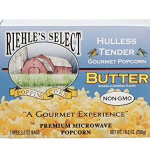 Riehle's Select Popping Corn Hulless Butter Microwave Popcorn, 3Count.