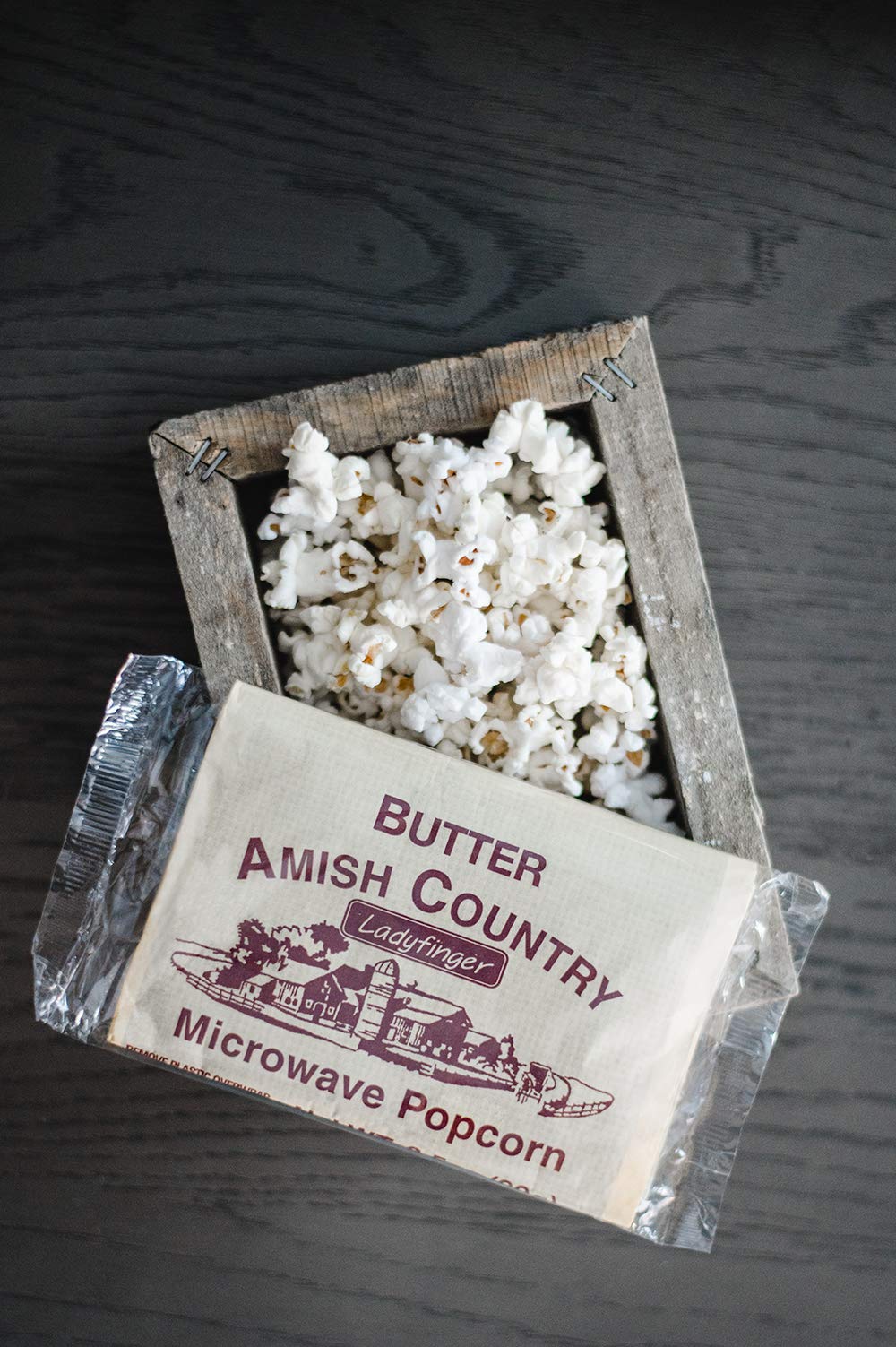 Amish Country Popcorn | Old Fashioned Microwave Popcorn | Ladyfinger Butter - 36 Bags | Non-GMO, Gluten Free, Microwaveable and Kosher (Ladyfinger Butter - 36 Bags)