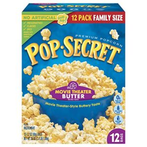 pop secret popcorn, movie theater butter, 3.2 ounce microwave bags, 12 count box (pack of 4)