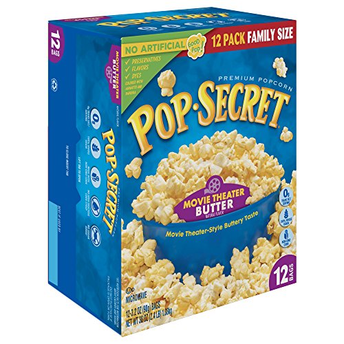 Pop Secret Popcorn, Movie Theater Butter, 3.2 Ounce Microwave Bags, 12 Count Box (Pack of 4)