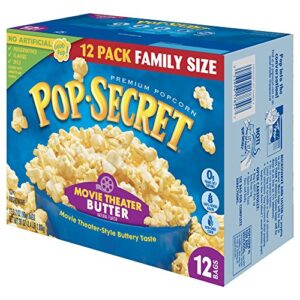 Pop Secret Popcorn, Movie Theater Butter, 3.2 Ounce Microwave Bags, 12 Count Box (Pack of 4)