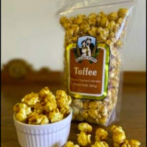 Killian Korn, Toffee Popcorn "Sooo Yummy", All Naturally Flavored Popcorn, Perfectly Popped Popcorn, 8 oz (Pack of 2) + Includes-Free Huckleberry Gourmet Popcorn Sample Pack .50 oz