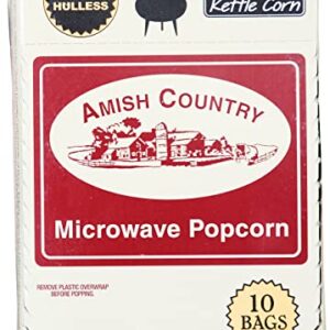 Amish Country Popcorn | Old Fashioned Microwave Popcorn | 10 Bags Sweet Kettle White Hulless | Non-GMO, Gluten Free, Microwaveable and Kosher (10 Bags)