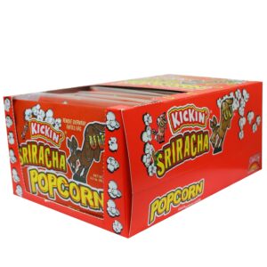 kickin' sriracha microwave popcorn bags - 12 pack - ultimate spicy popcorn gourmet gift - makes a great movie theater popcorn or sriracha snack food for movie night