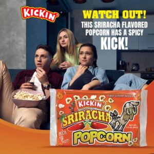 KICKIN' Sriracha Microwave Popcorn Bags - 12 Pack - Ultimate Spicy Popcorn Gourmet Gift - Makes a Great Movie Theater Popcorn or Sriracha Snack Food for Movie Night